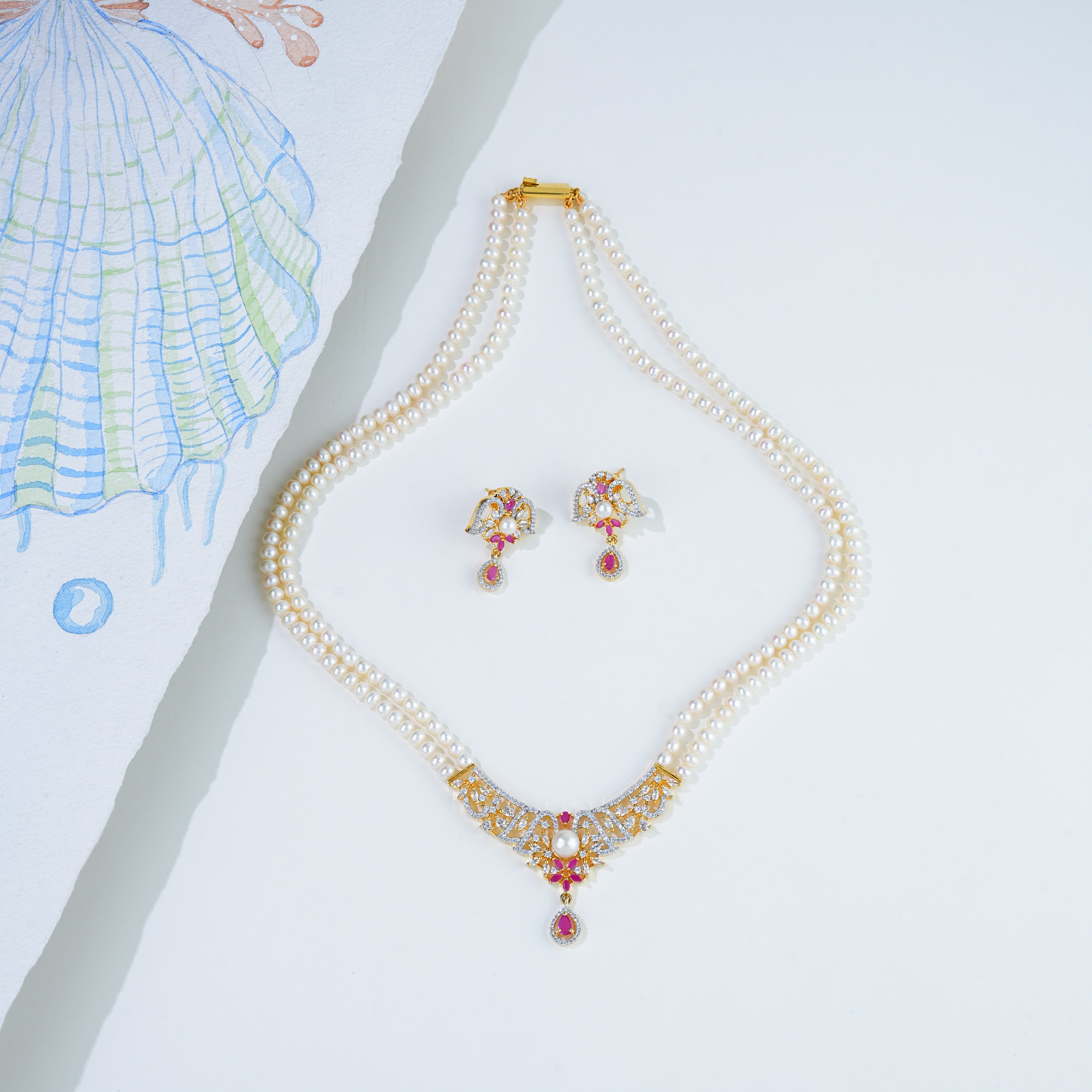 Edgy Red Stone Freshwater Pearl Necklace | Darpan Mangatrai – Darpan ...
