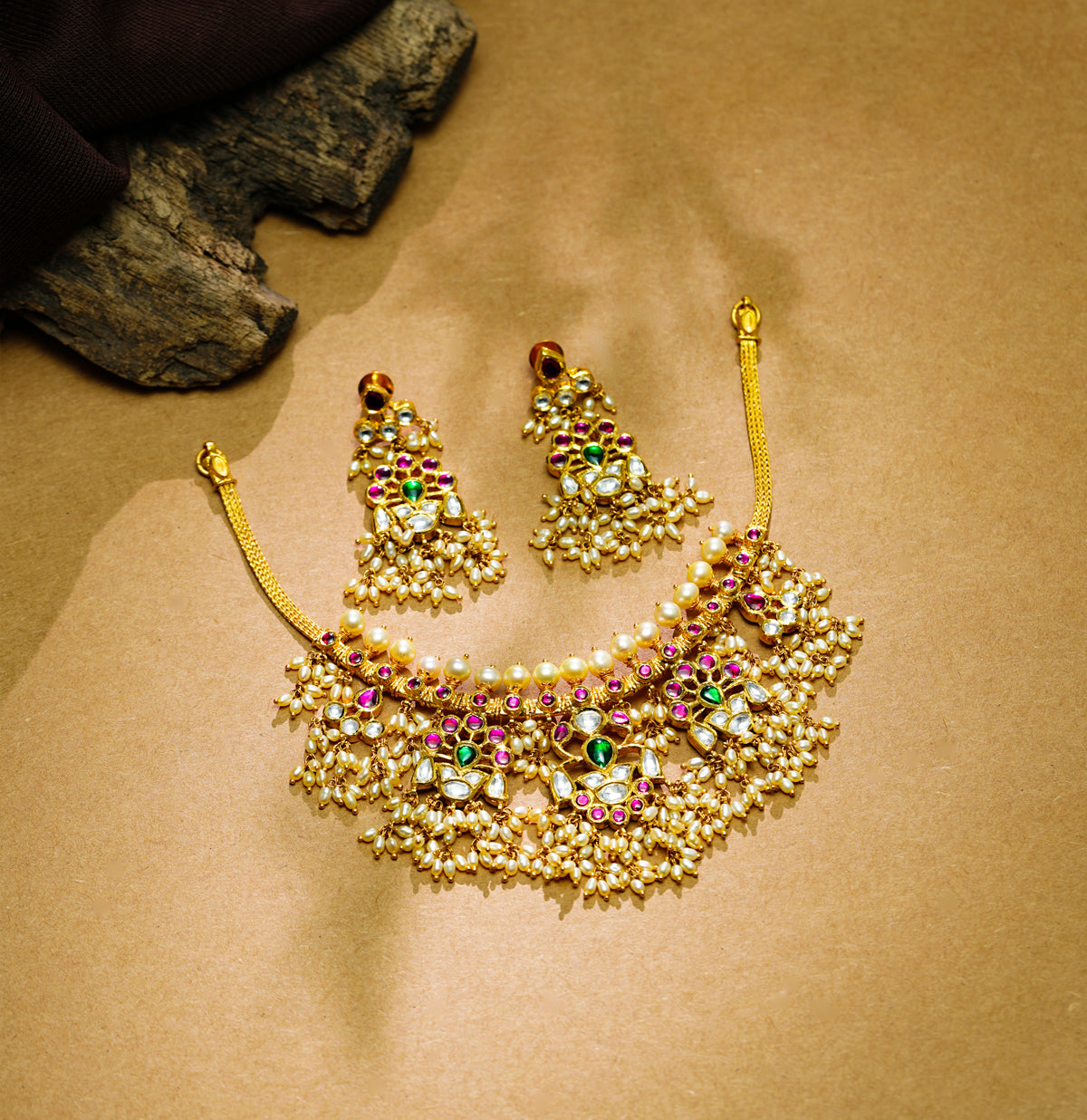 Auspicious Ruby Emerald Kundan Gutta Pusalu – Darpan Mangatrai Pearls ...