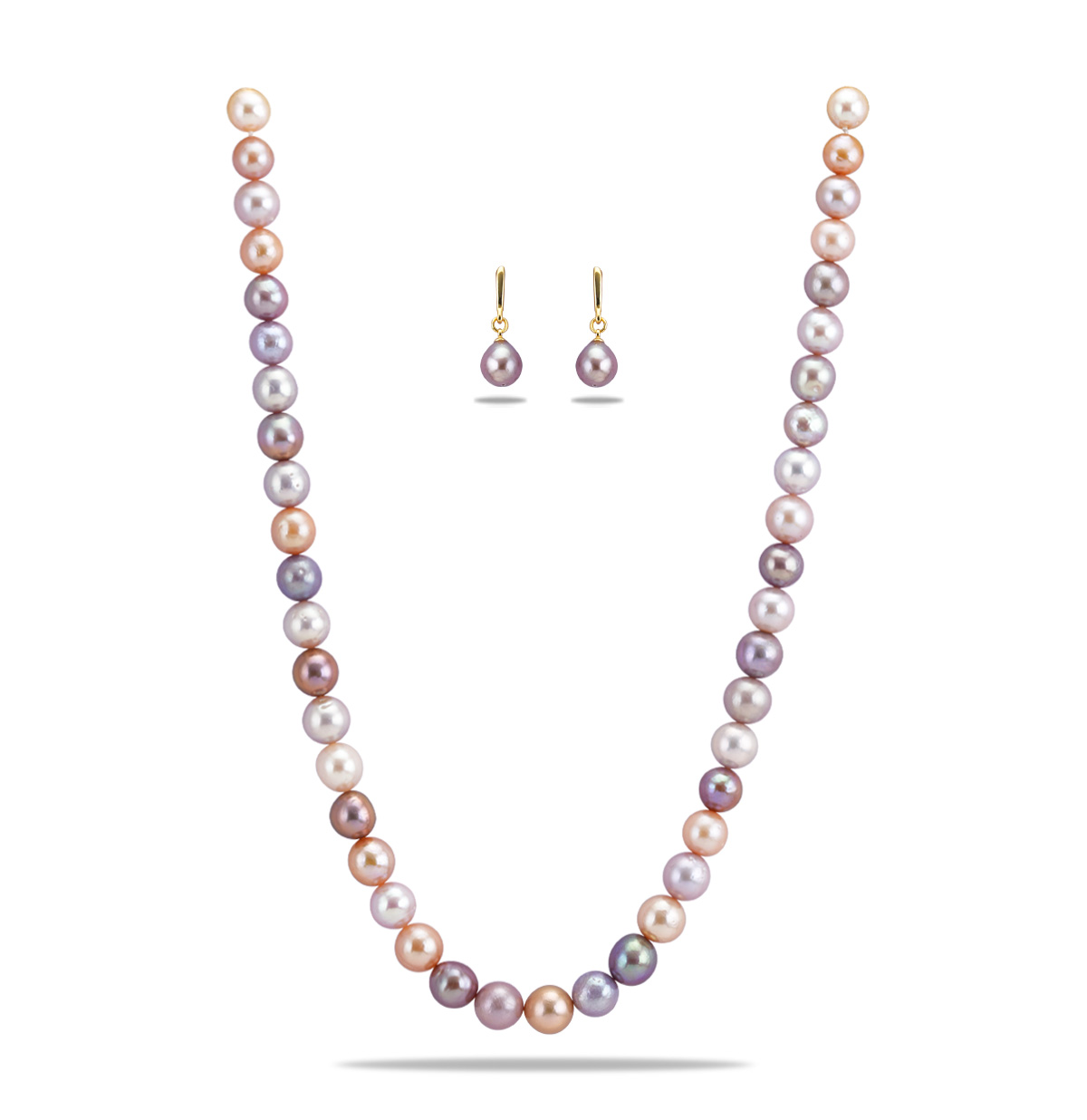 Freshwater Sparkly Round Multicolor Pearl Necklace Set Mangatrai Pearls Jewellers